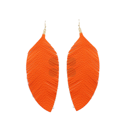 Orange feather earrings store